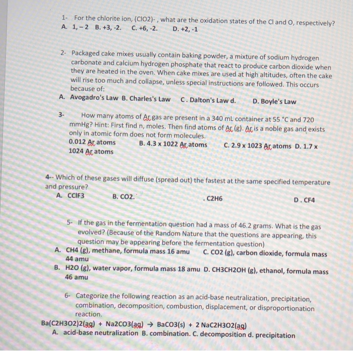 Solved 1. For the chlorite ion, (ClO2)-, what are the | Chegg.com