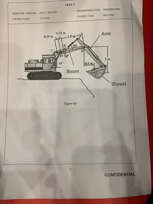 Solved Figure Q3 shows an excavator with a shovel load has a | Chegg.com