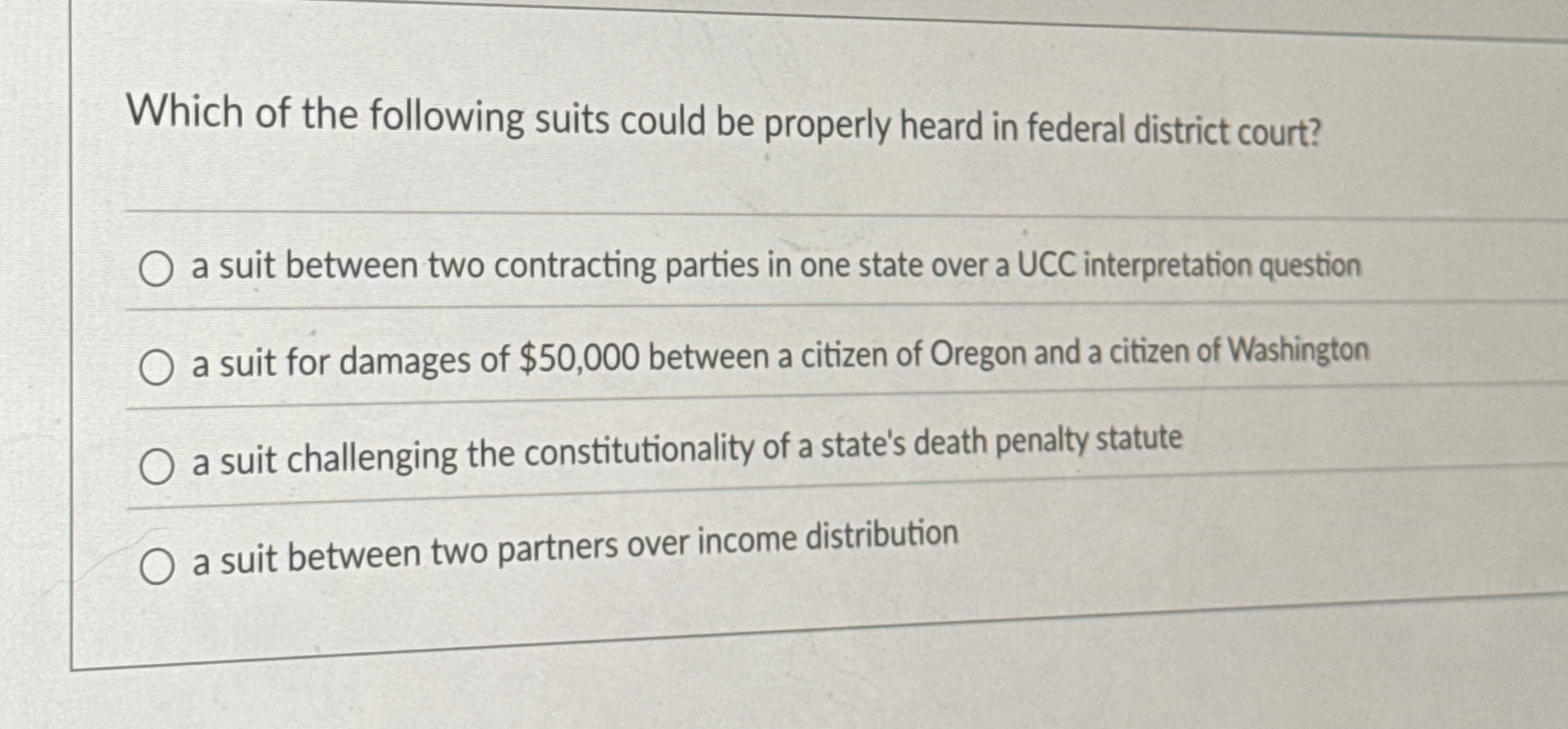 Solved Which of the following suits could be properly heard | Chegg.com