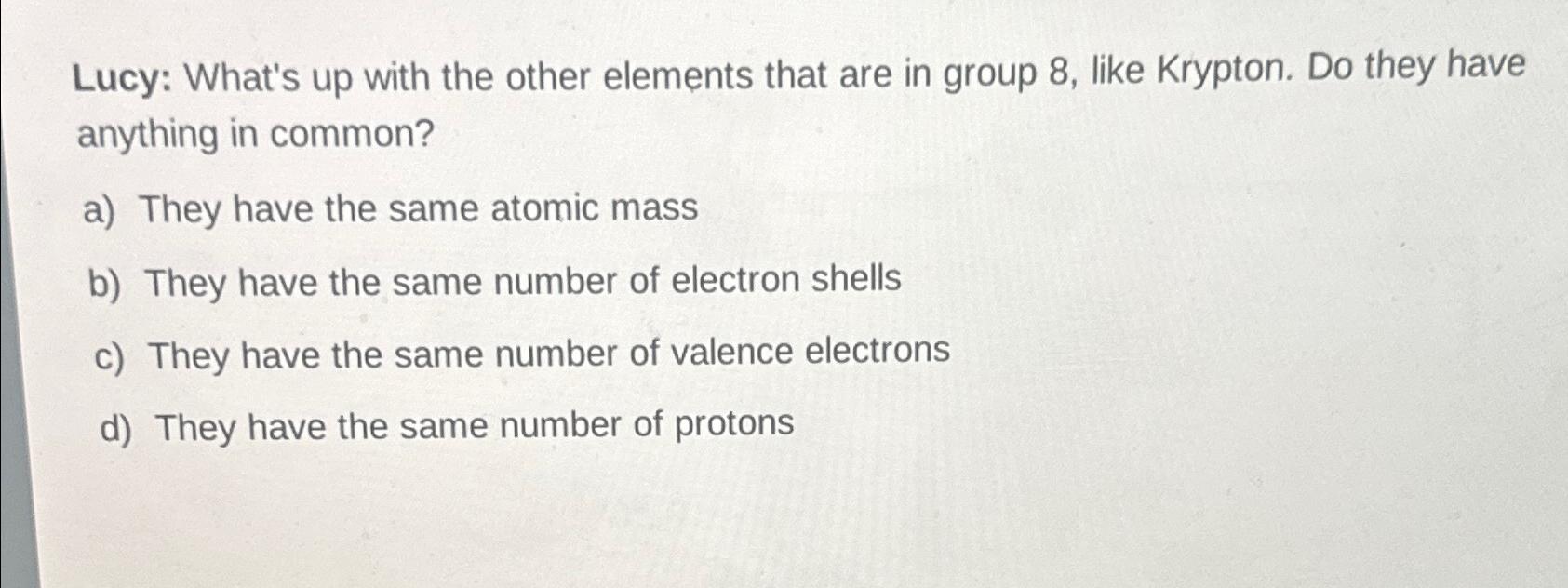 Solved Lucy: What's up with the other elements that are in | Chegg.com