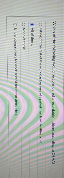 Solved Which of the following would be considered a | Chegg.com