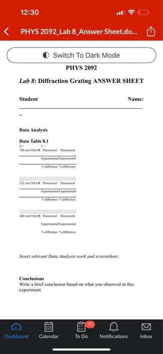 Solved PHYS 2092_Lab 8_Instructions.docx Lab 8: Diffraction | Chegg.com
