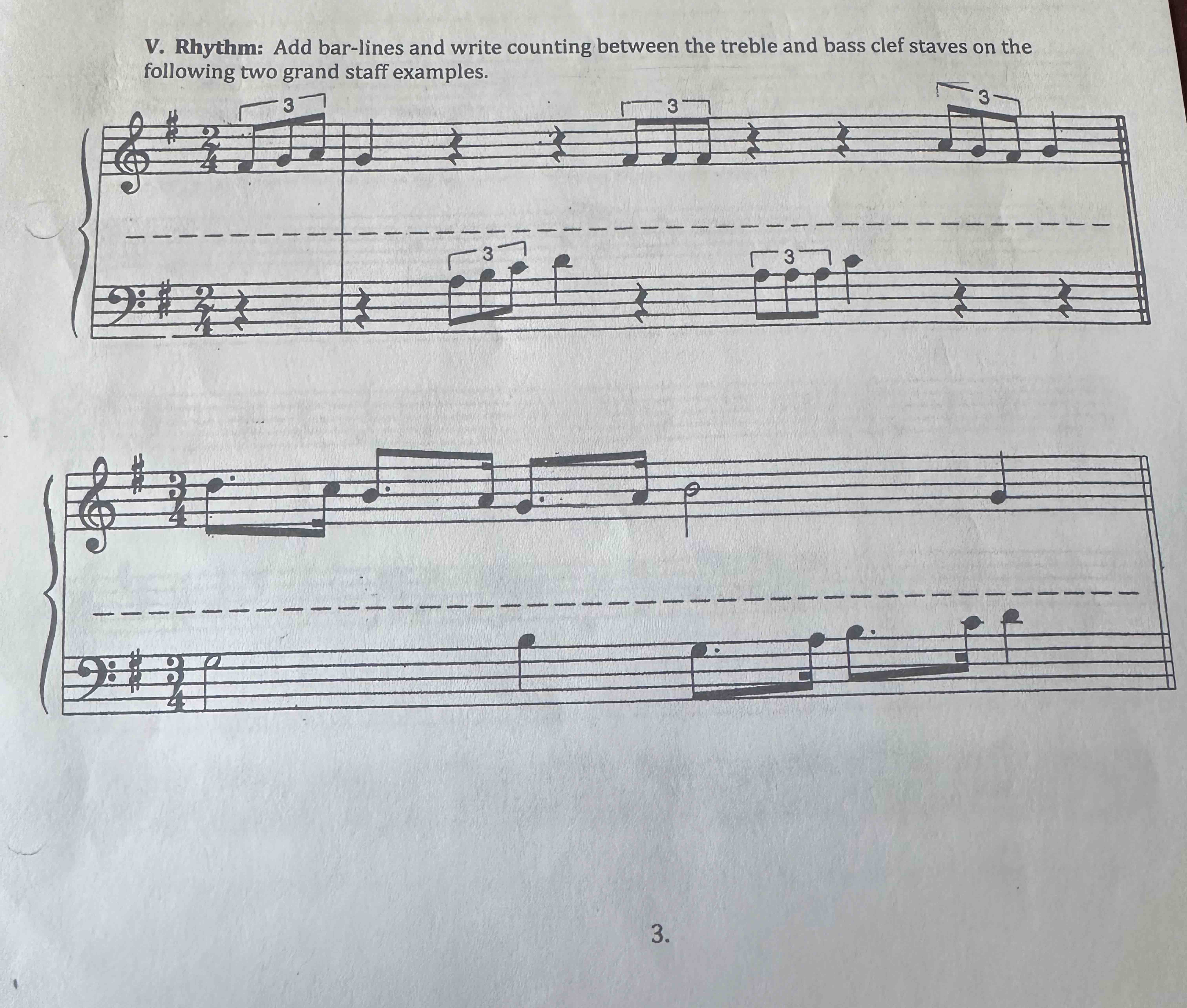 V. ﻿Rhythm: Add bar-lines and write counting between | Chegg.com