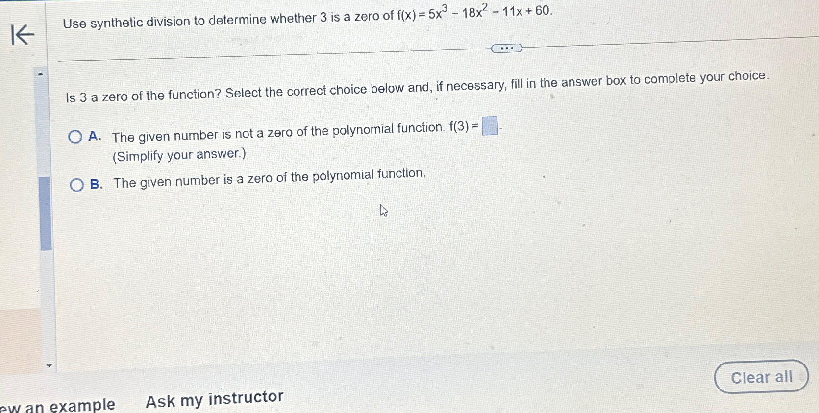 Use synthetic division to determine whether 3 ﻿is a | Chegg.com