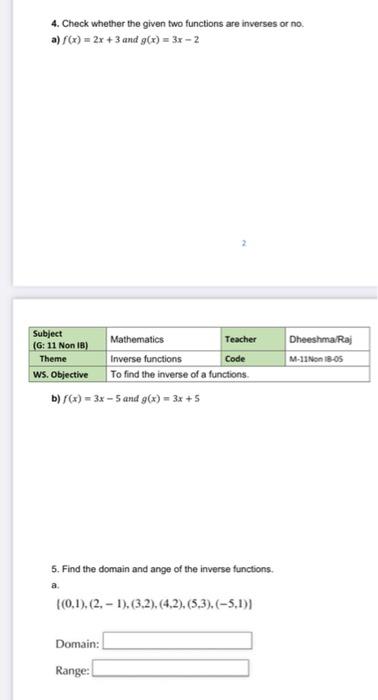 Solved 1. Graph the inverse for each relation below (put | Chegg.com