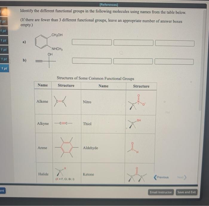 Solved [References) Identify the different functional groups | Chegg.com