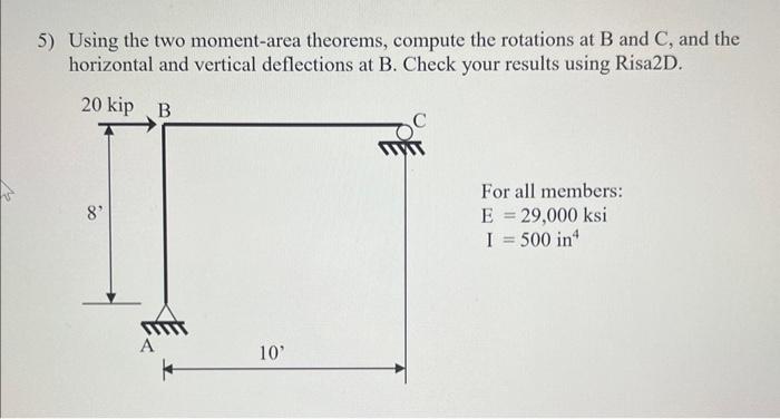 Solved 5) Using the two moment-area theorems, compute the | Chegg.com