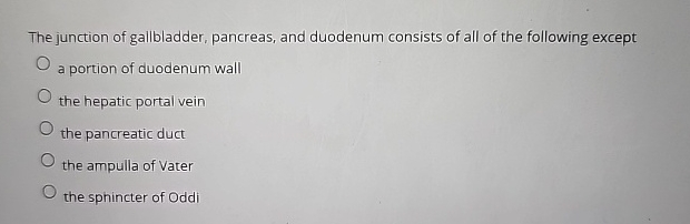 Solved The junction of gallbladder, pancreas, and duodenum | Chegg.com
