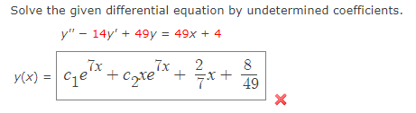 Solved Solve the given differential equation by undetermined | Chegg.com