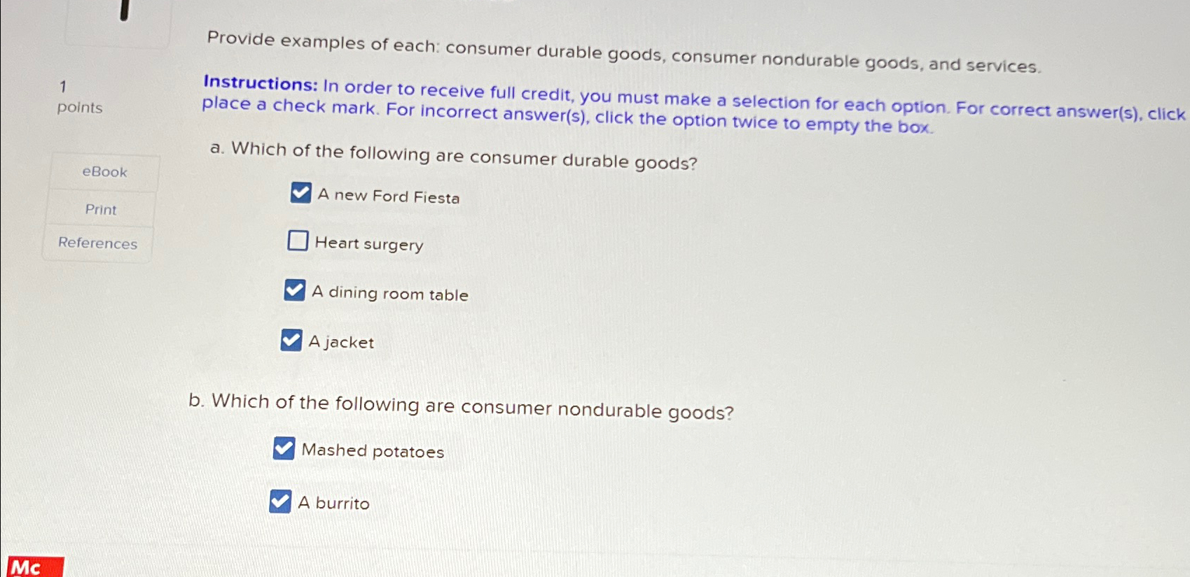 Solved Provide examples of each: consumer durable goods, | Chegg.com