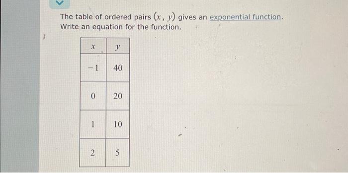 Solved The Table Of Ordered Pairs X Y Gives An Exponential