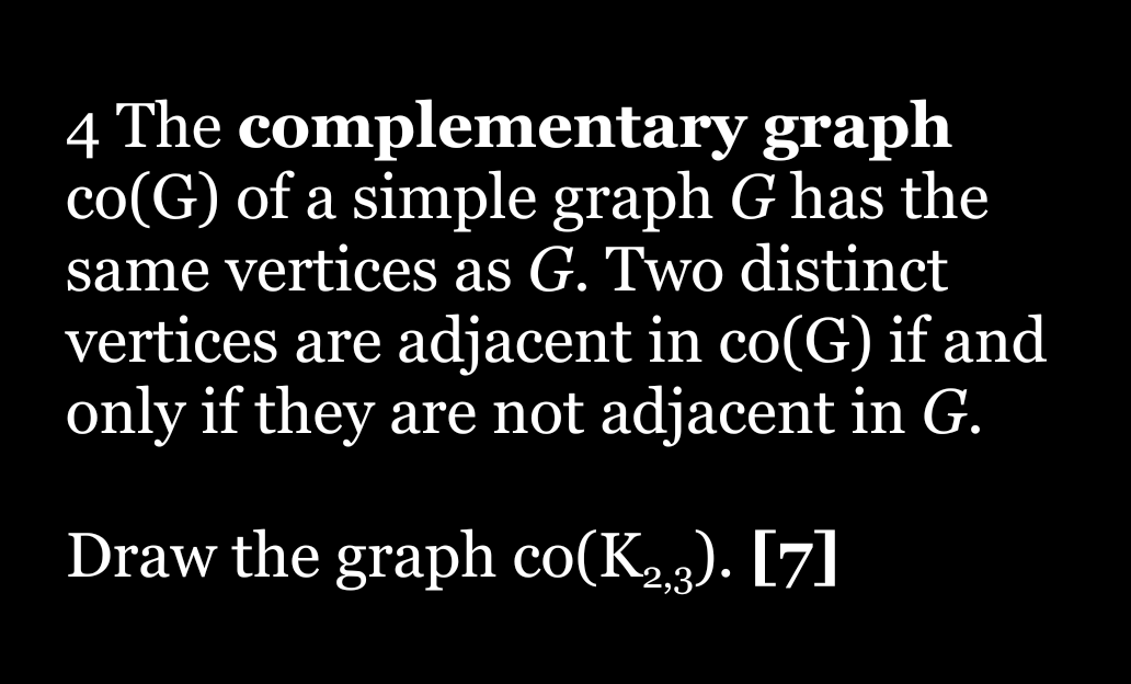 Solved 4 The complementary graph co(G) of a simple graph G | Chegg.com