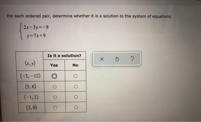Solved for each ordered oair, determine whether it is a | Chegg.com