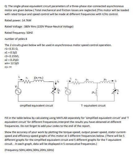 Q: The single-phase equivalent circuit parameters of | Chegg.com