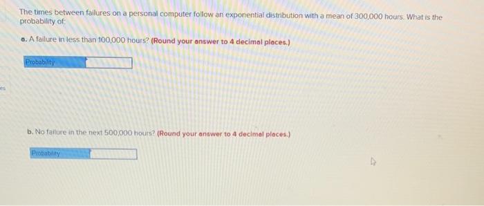 Solved The times between failures on a personal computer | Chegg.com