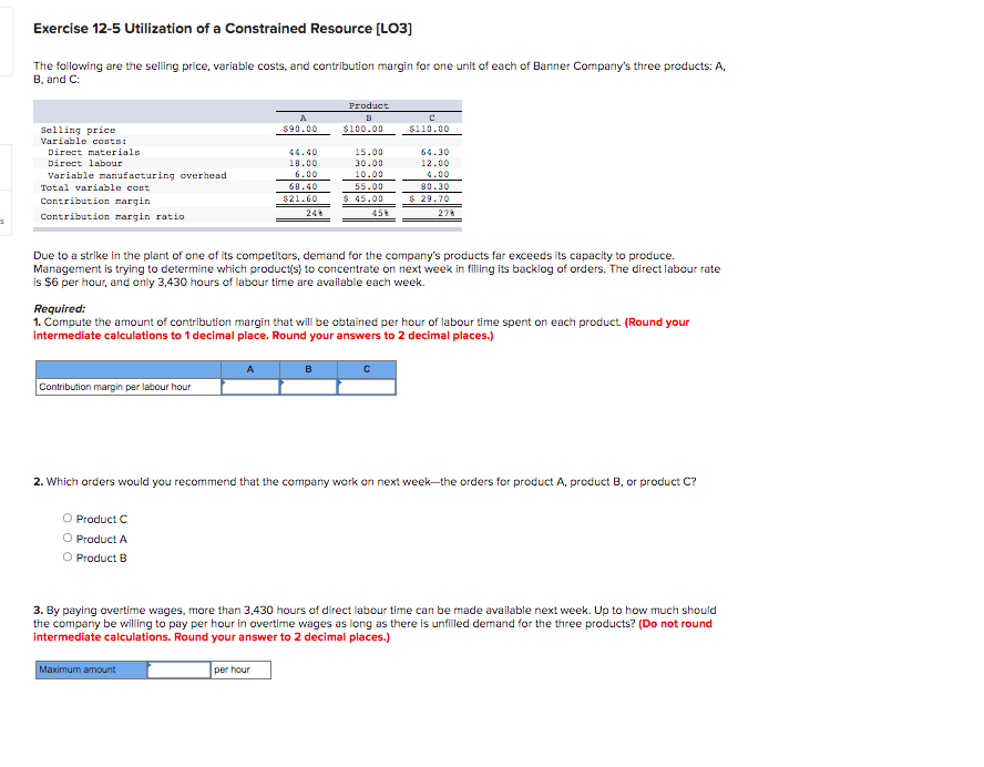 Exercise 12 5 utilization Of A Constrained Resource