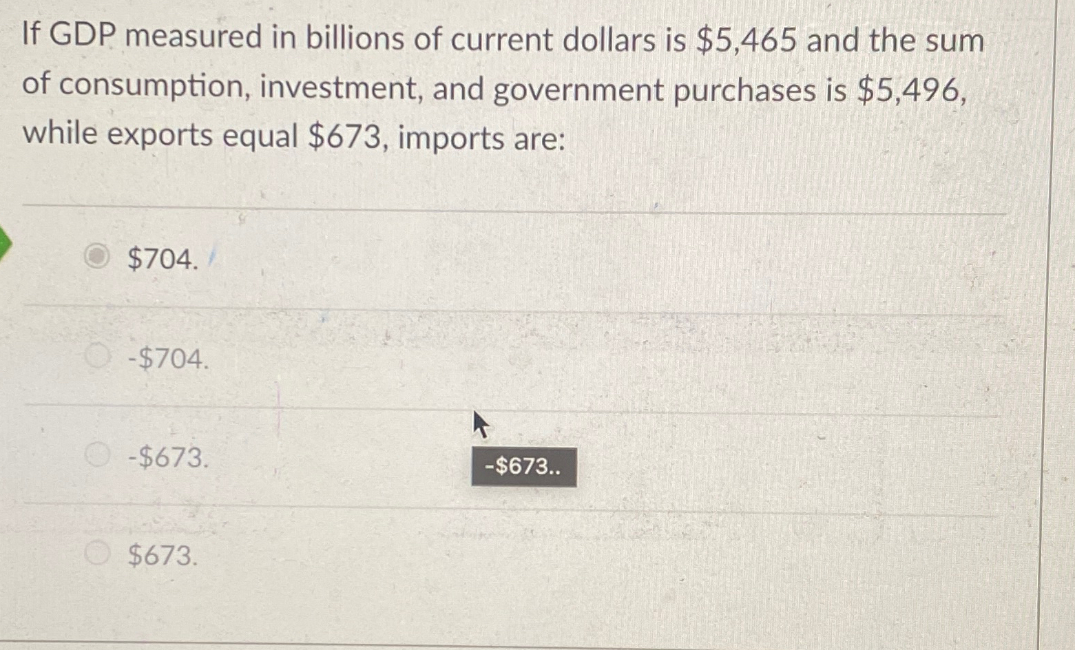 Solved If GDP measured in billions of current dollars is | Chegg.com