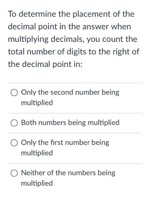 Solved To determine the placement of the decimal point in | Chegg.com