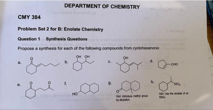 Solved Problem Set 2 for B: Enolate Chemistry Question 1 | Chegg.com