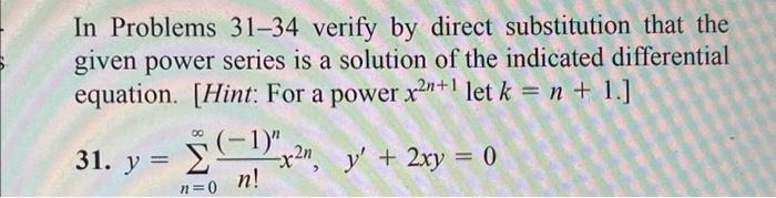 Solved In Problems 31-34 verify by direct substitution that | Chegg.com