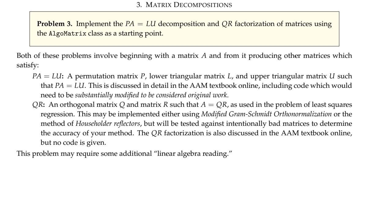 3. MATRIX DECOMPOSITIONS Problem 3. Implement the PA | Chegg.com