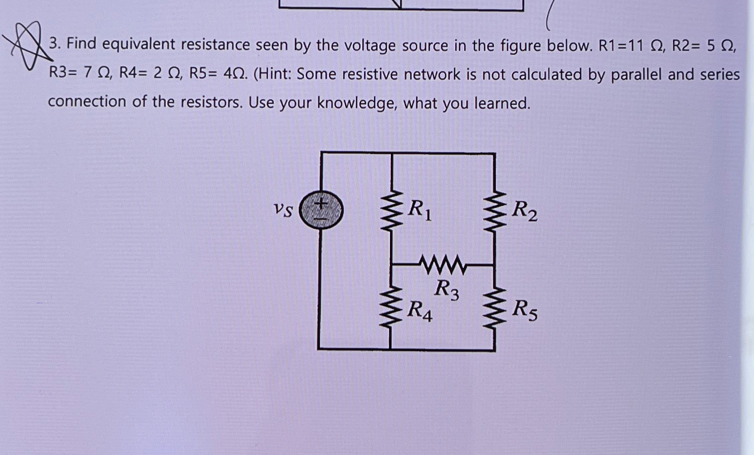 Solved Find equivalent resistance seen by the voltage source | Chegg.com