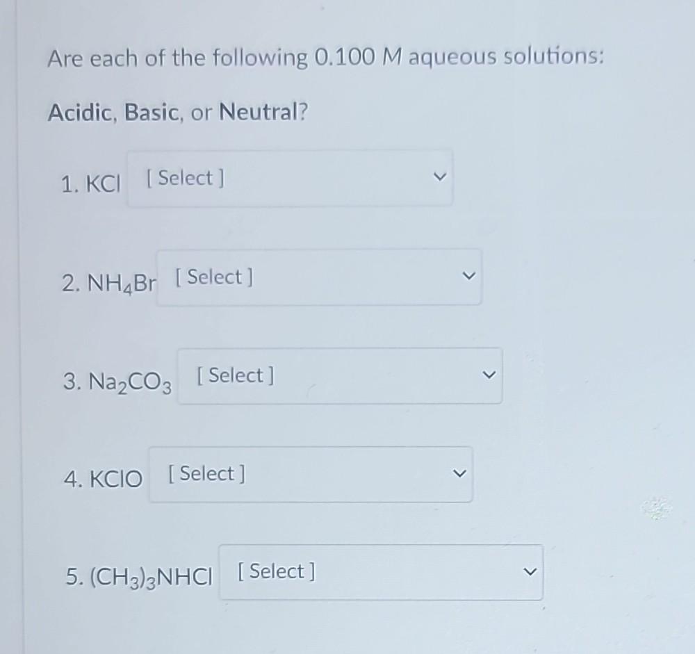 Solved Are each of the following 0.100M aqueous solutions: | Chegg.com