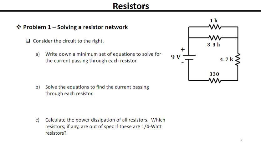 Solved &roblem 1 - ﻿Solving a resistor networkConsider the | Chegg.com