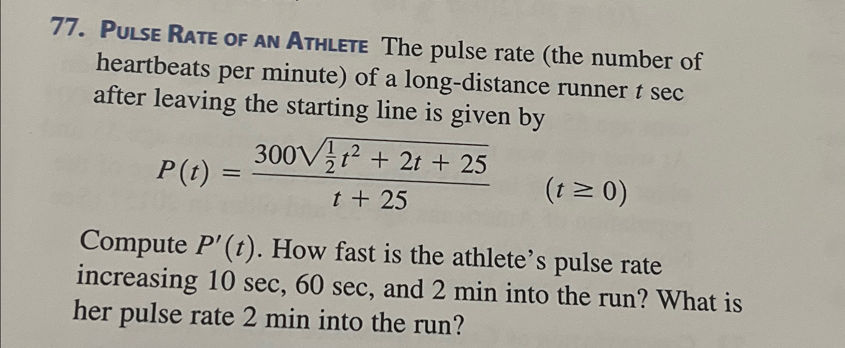 Solved Pulse Rate of an Athlete The pulse rate (the number | Chegg.com
