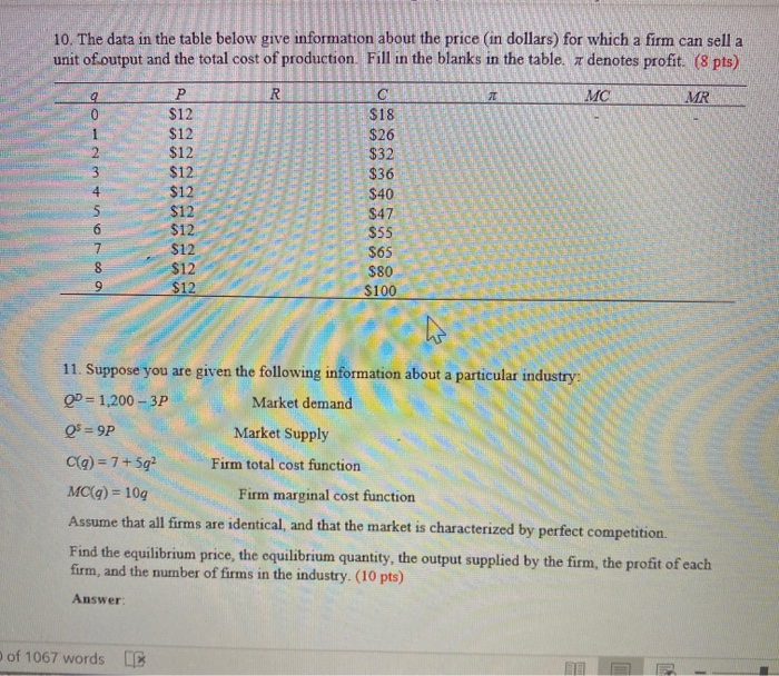 Solved 10. The data in the table below give information | Chegg.com