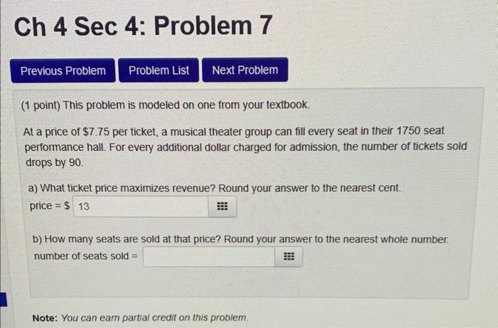 Solved (1 point) Work problem number 3 from section 4.4 of | Chegg.com