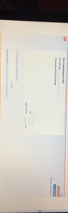 Solved The Crystal Structure of Zinc Unit Cell Type | Chegg.com