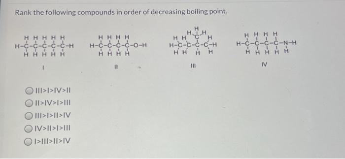 Solved Rank the following compounds in order of decreasing | Chegg.com