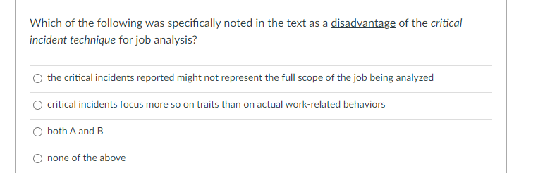 Solved Which of the following was specifically noted in the | Chegg.com