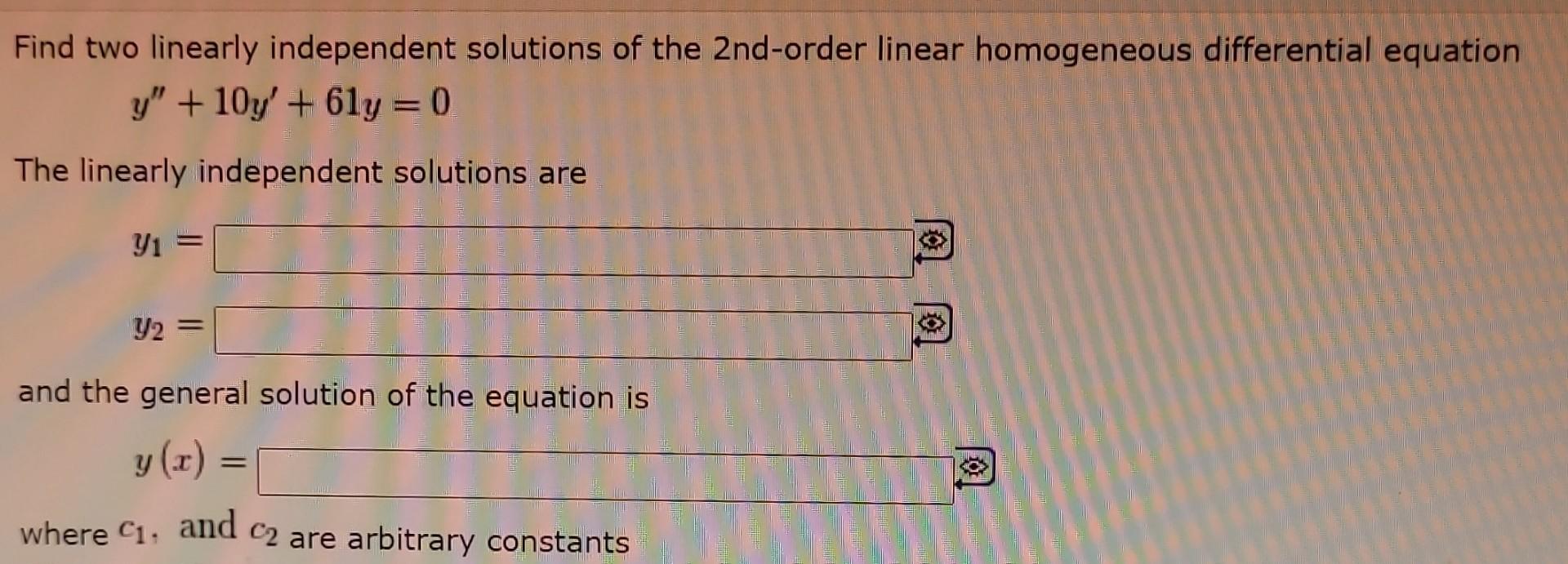 Solved Find two linearly independent solutions of the 2 | Chegg.com