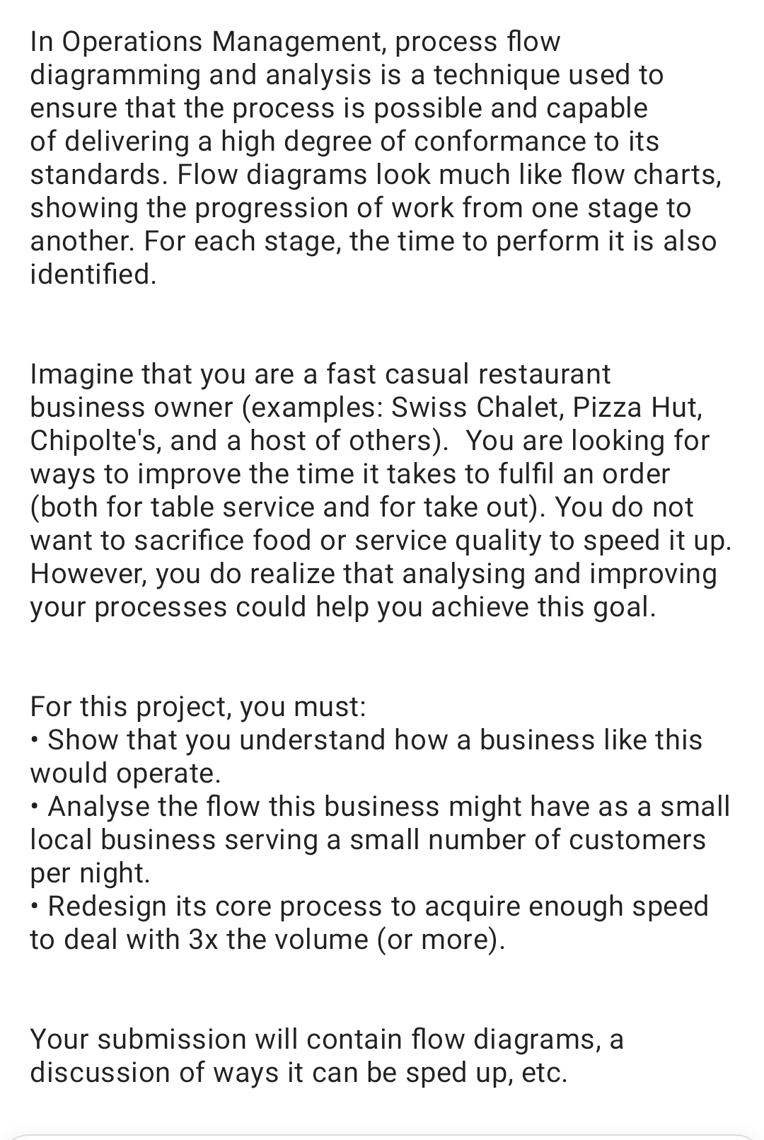 Solved In Operations Management, process flow diagramming | Chegg.com