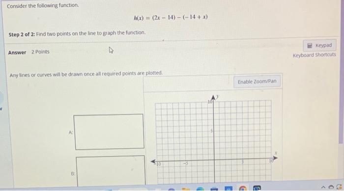 Solved Consider the following function. h(x)=(2x−14)−(−14+x) | Chegg.com