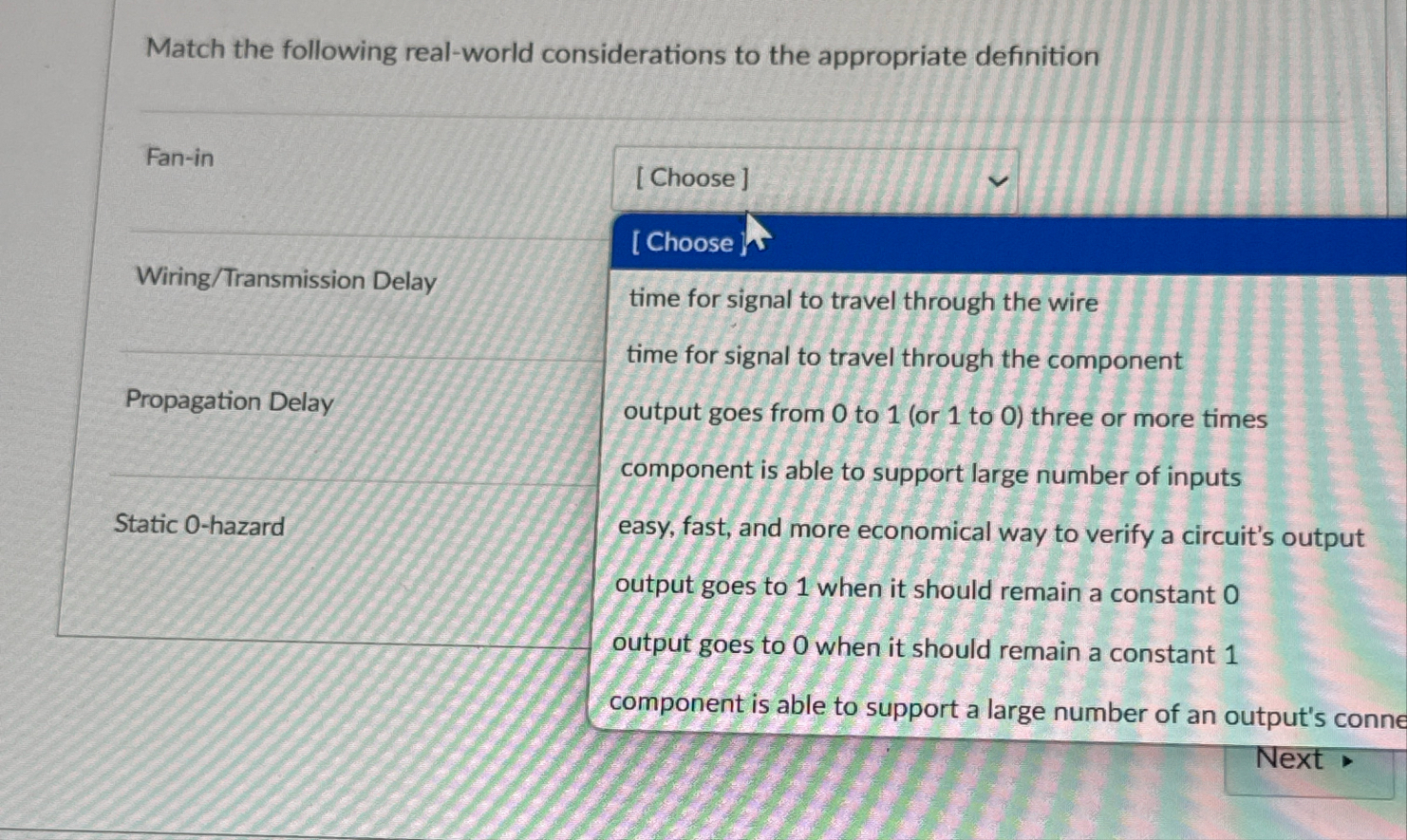 Solved Match the following real-world considerations to the | Chegg.com