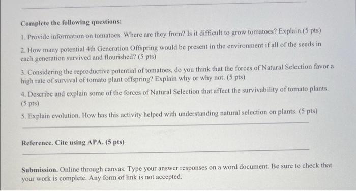 Solved NATURAL SELECTION AND SURVIVABILITY In this exercise, | Chegg.com