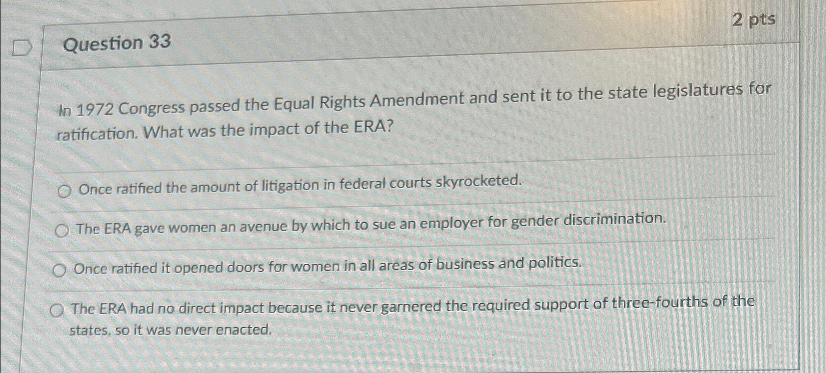 Solved Question 332 ﻿ptsIn 1972 ﻿Congress passed the Equal | Chegg.com