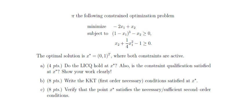 er the following constrained optimization problem | Chegg.com