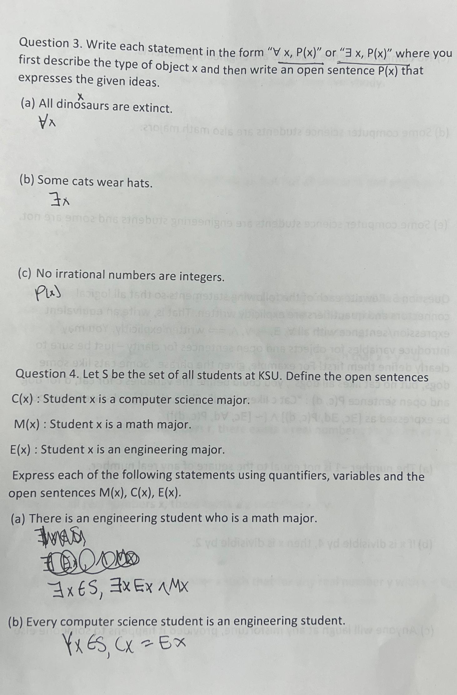 Solved Question 3. ﻿Write each statement in the form " | Chegg.com