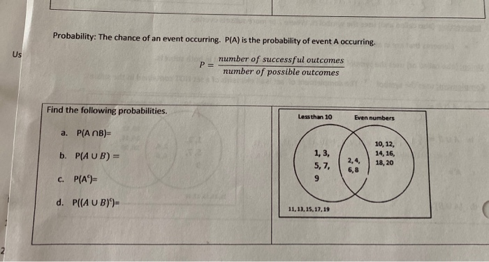 Solved Probability: The chance of an event occurring. P(A) | Chegg.com