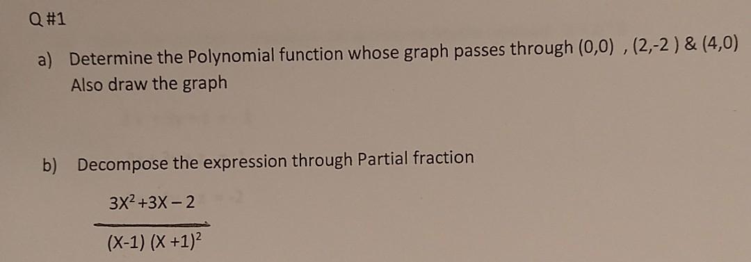 Solved Q #1 a) Determine the Polynomial function whose graph | Chegg.com