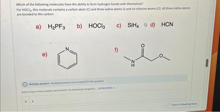 Solved Which of the following molecules have the ability to | Chegg.com