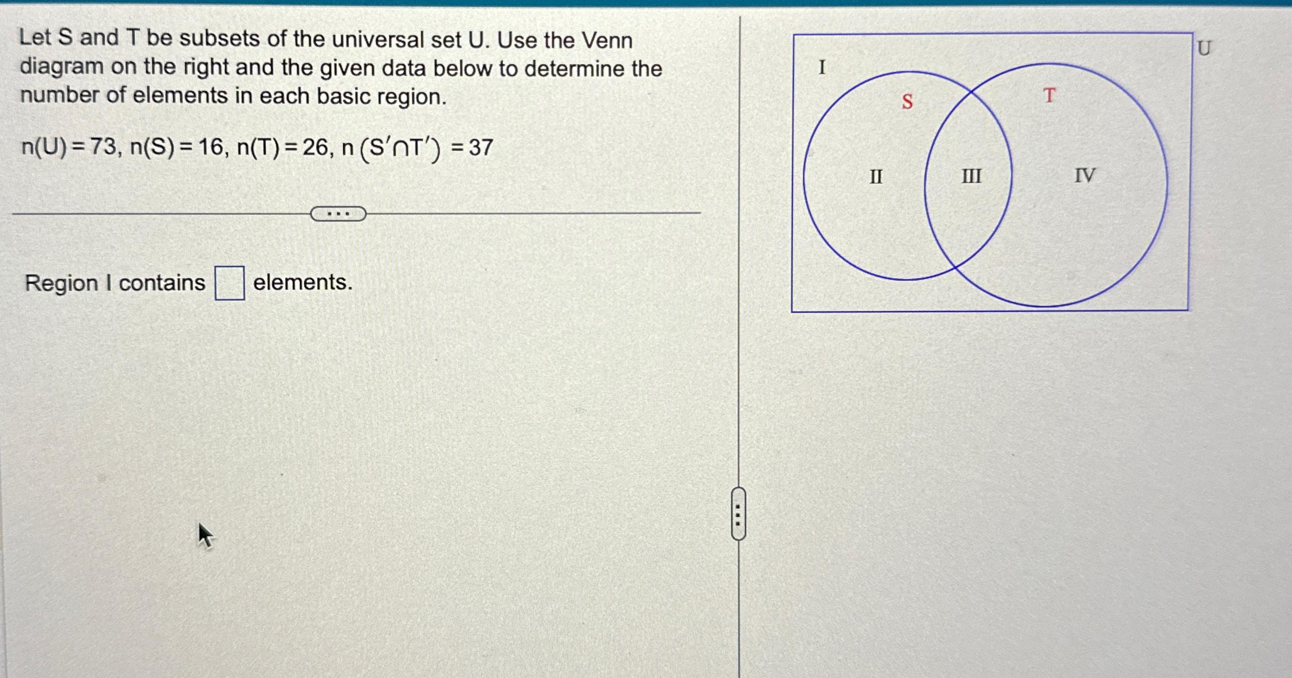 Solved Let S ﻿and T ﻿be subsets of the universal set U. ﻿Use | Chegg.com