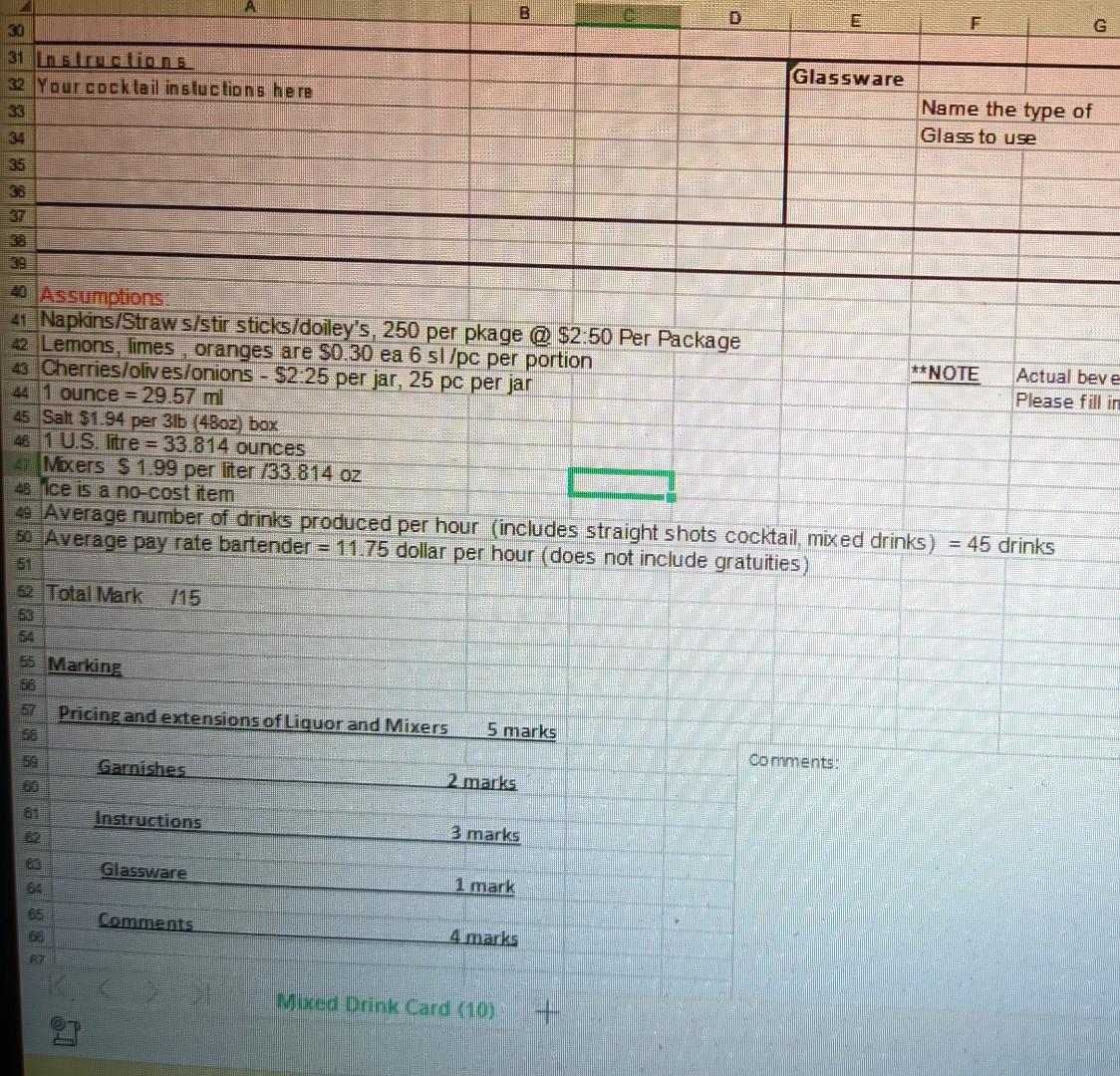 Solved Assignment: Standard Beverage Recipe Student | Chegg.com