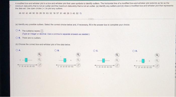 Solved A modifed bax-and-whisker plot is a box-and-whisker | Chegg.com