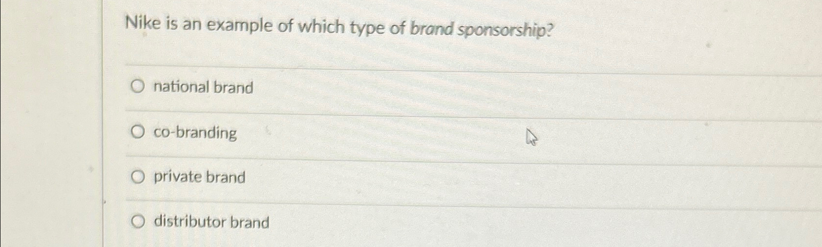 Solved Nike is an example of which type of brand | Chegg.com