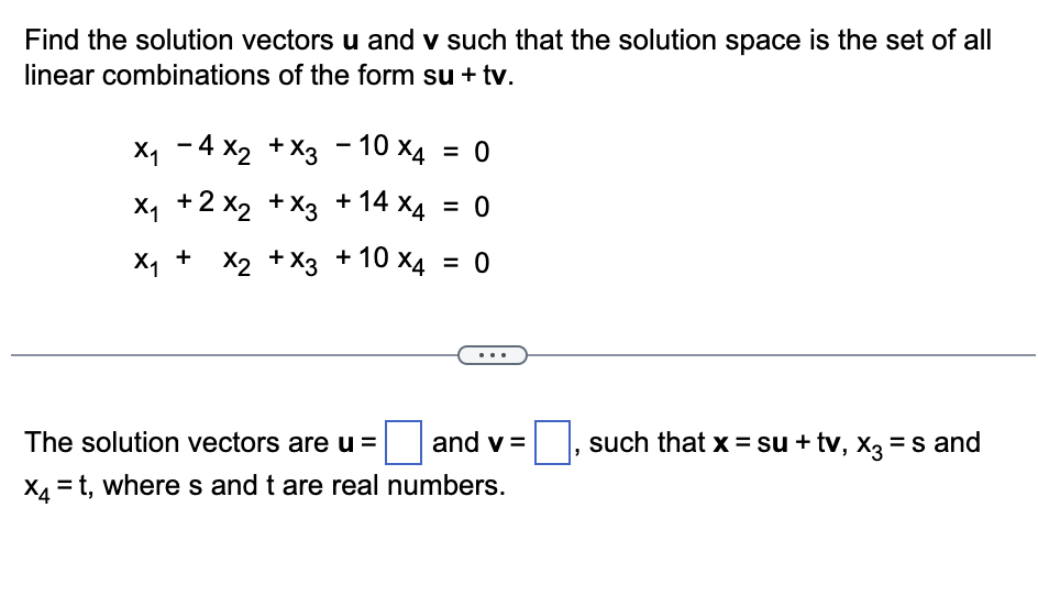Solved Find the solution vectors u ﻿and v ﻿such that the | Chegg.com